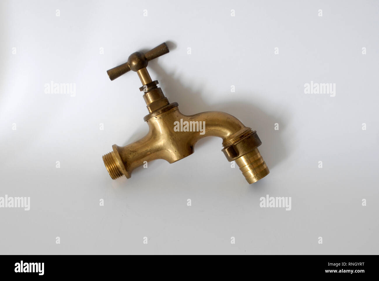 Vintage brass tap, with hose coupling Stock Photo - Alamy