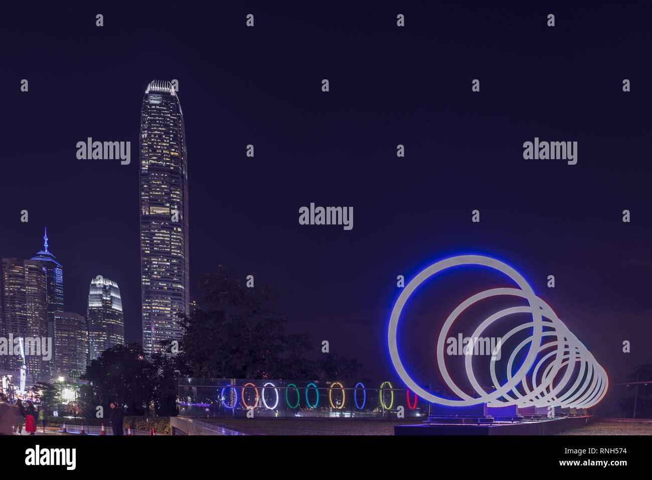 Hong Kong, China, Feb 15, 2019: Hong Kong Light Festival on Central ...