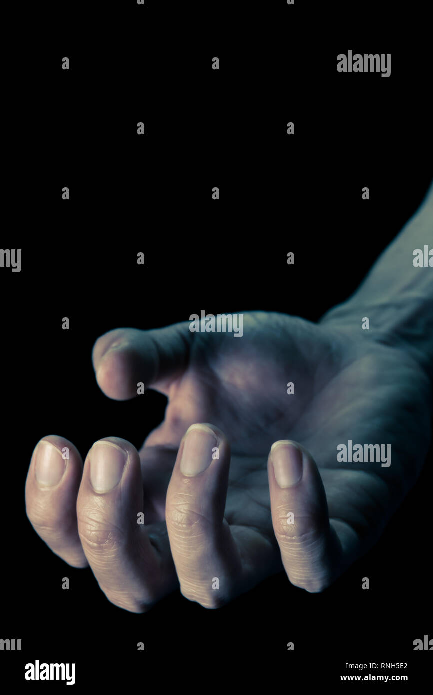 Vintage Upturned Human Hand for Devil Crime Violence Concept in Book ...