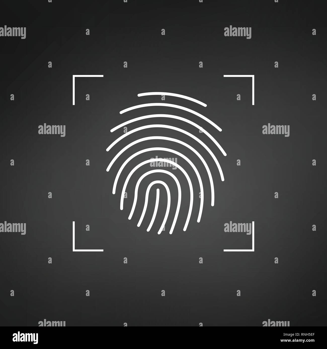 Fingerprint. Simple icon for logo or app. White object in camera ...