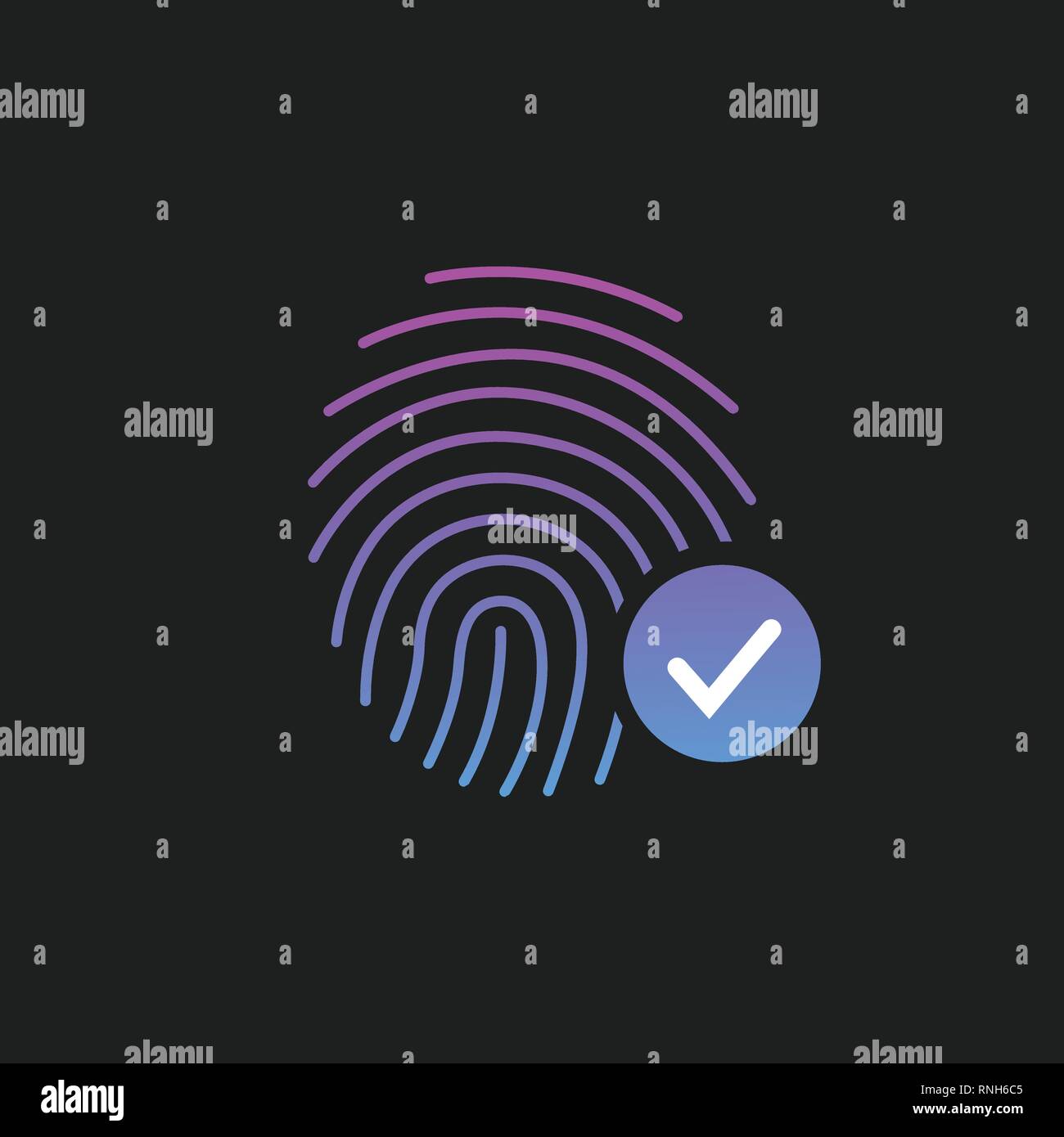Fingerprint Success Icon, thumbprint with checkmark. vector ...