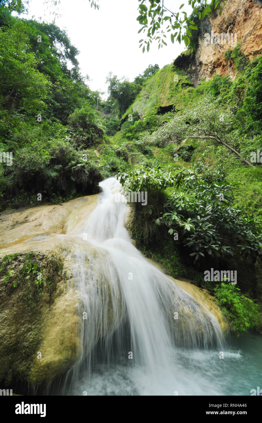 Erawan Waterfall in Thailand Stock Photo - Alamy