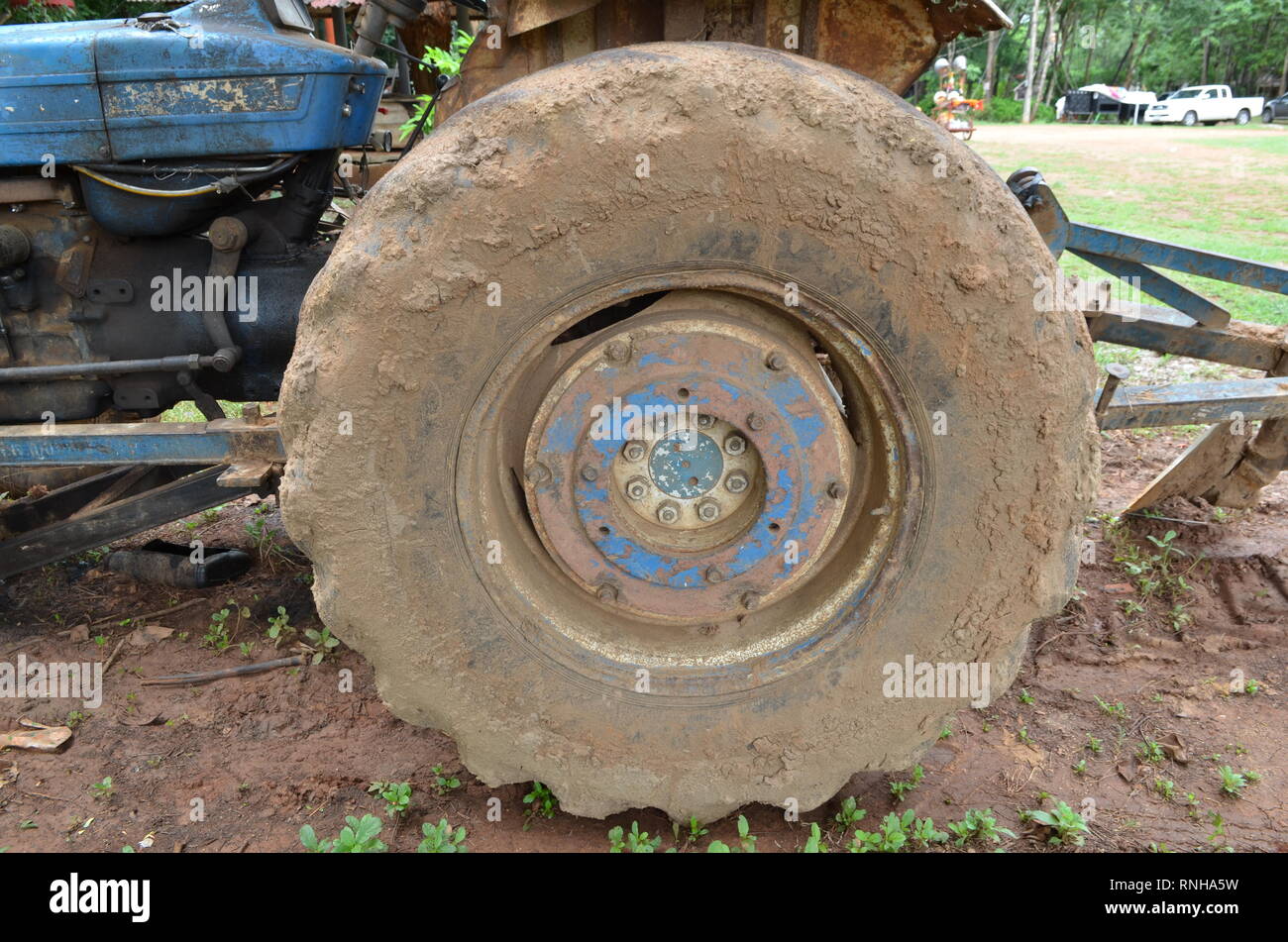 Tractor in a field, agricultural scene Stock Photo - Alamy