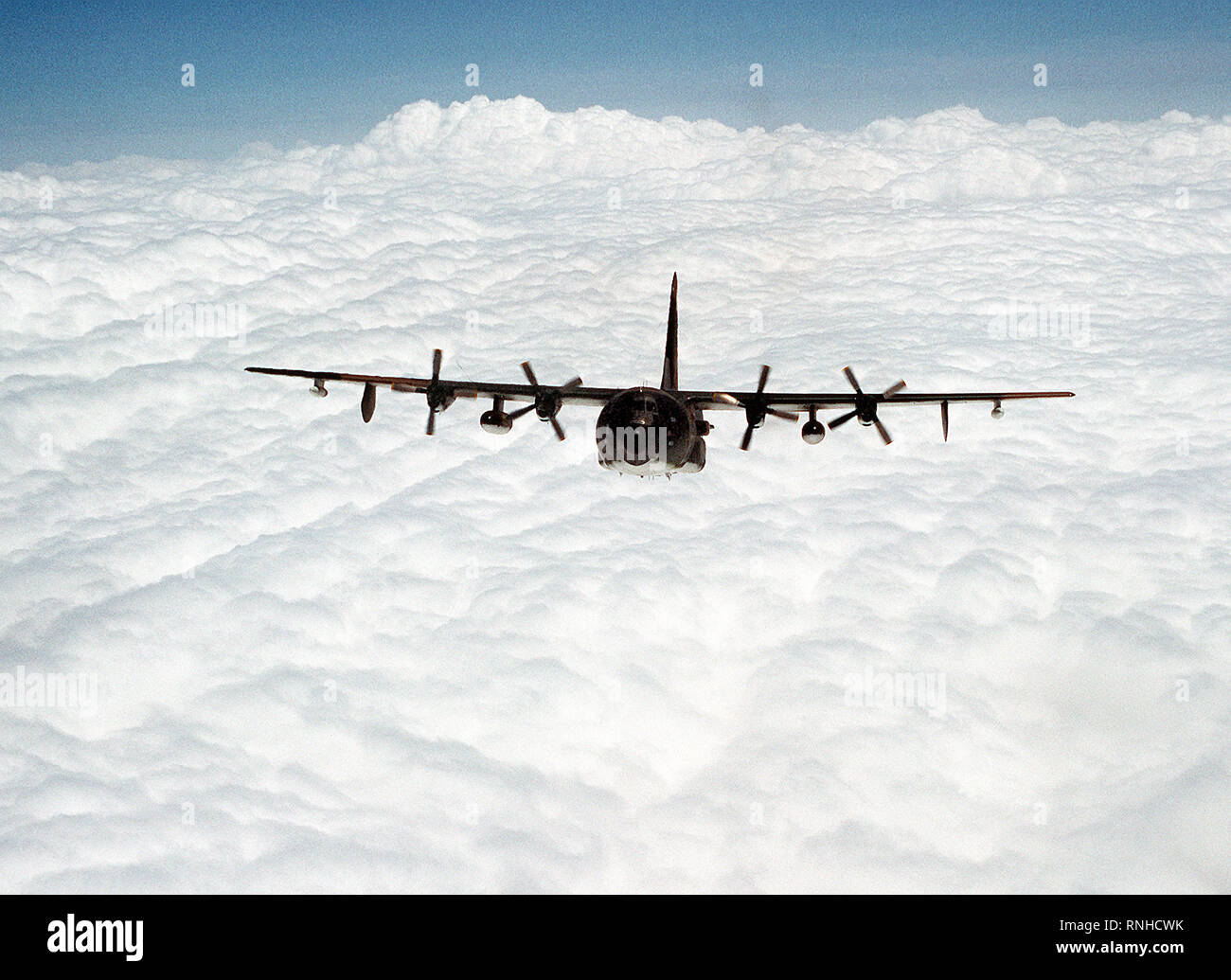 1980 - An air-to-air front view of an EC-130 Hercules aircraft. The ...