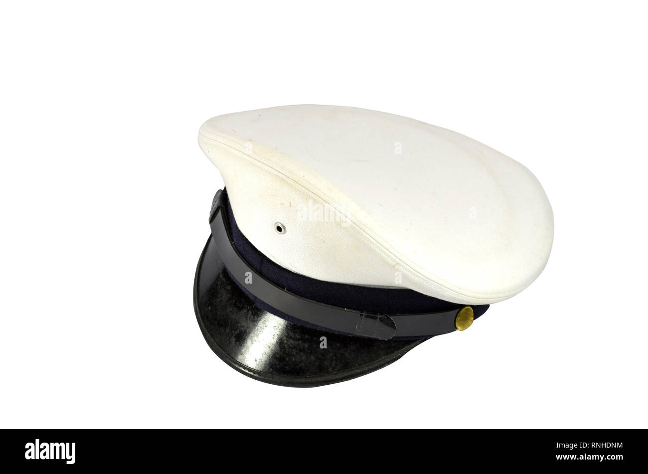 Cap Captain white uniform isolated object background Stock Photo - Alamy
