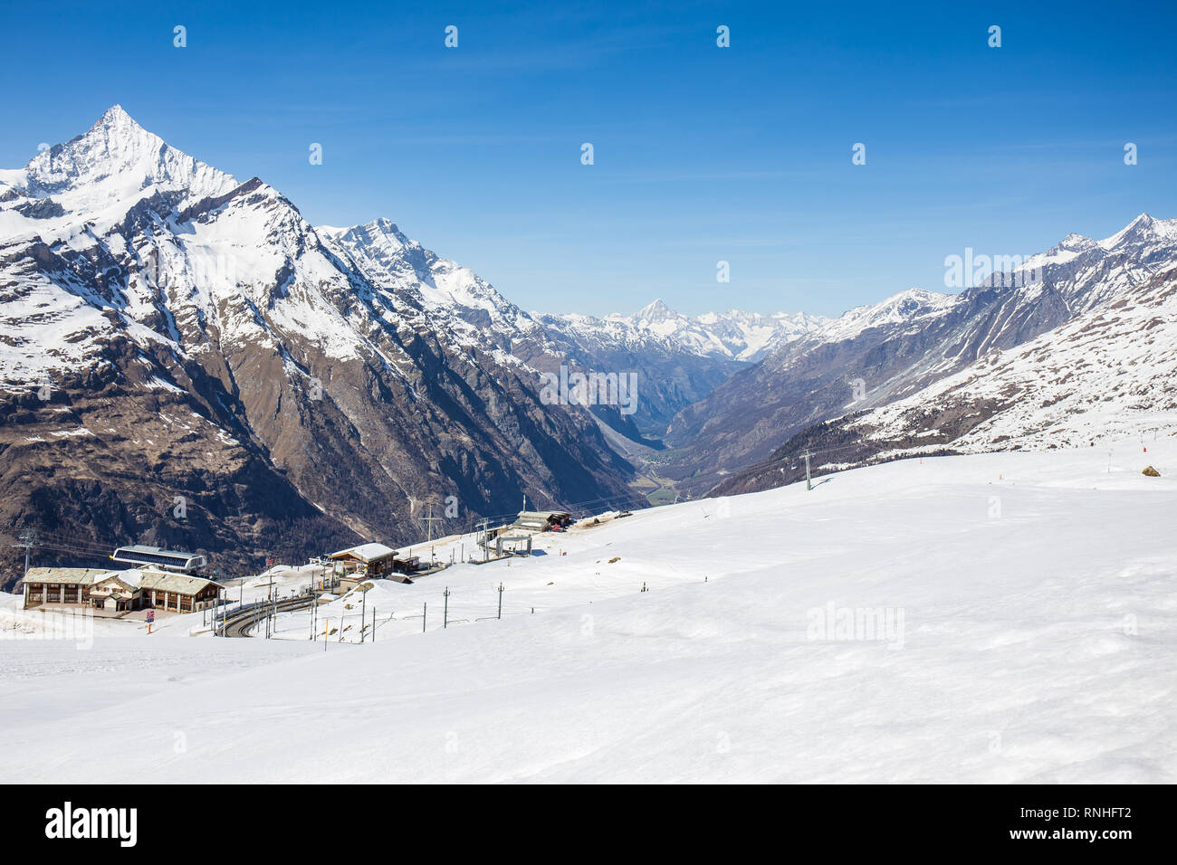 Riffelberg Train Station with Massif View - Zermatt, Switzerland Stock ...