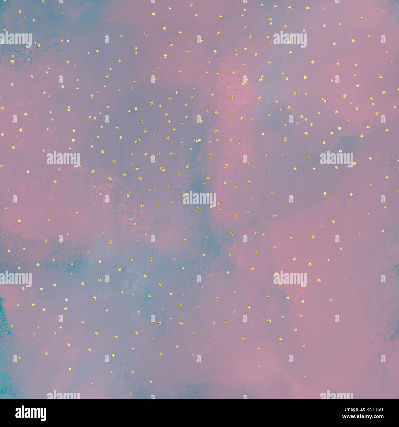 Pastel Blue background with pink cloudy mist and golden stars ...