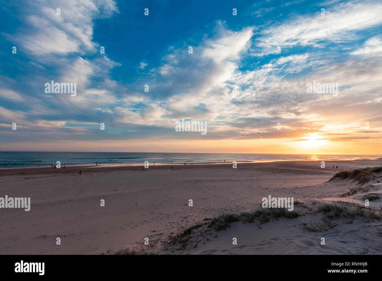 Beautiful sunset over Birubi beach in Anna Bay, New South Wales ...