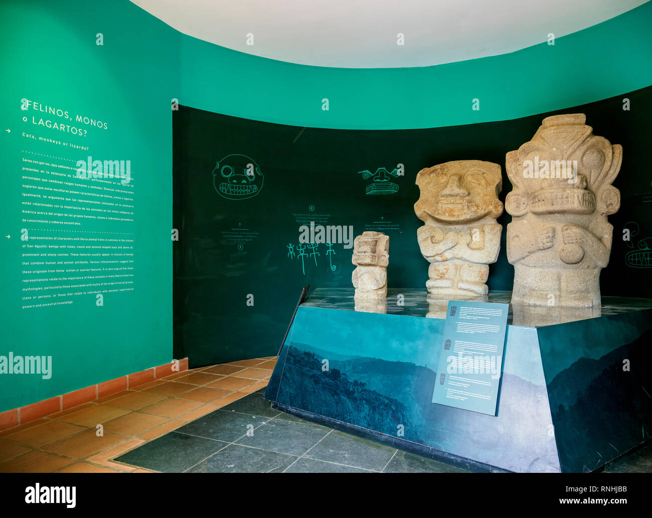 Pre-Columbian Sculptures, museum interior, San Agustin Archaeological ...