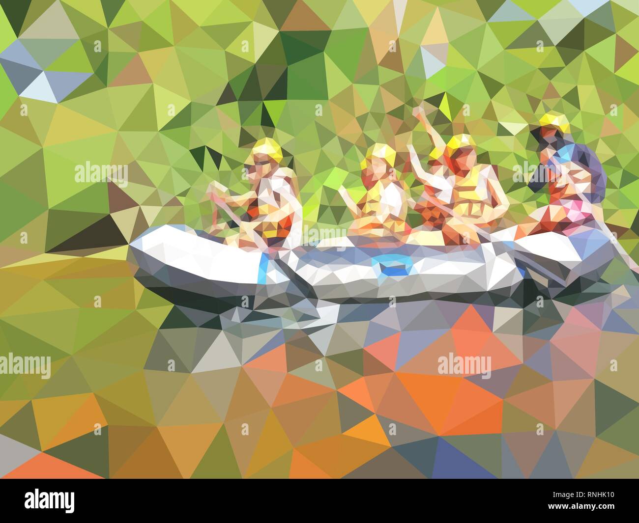vector illustration of the adventure rafting in a river Stock Vector ...