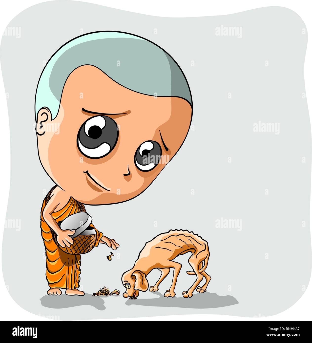Novice giving food dog very hungry and emaciated Stock Vector Image ...