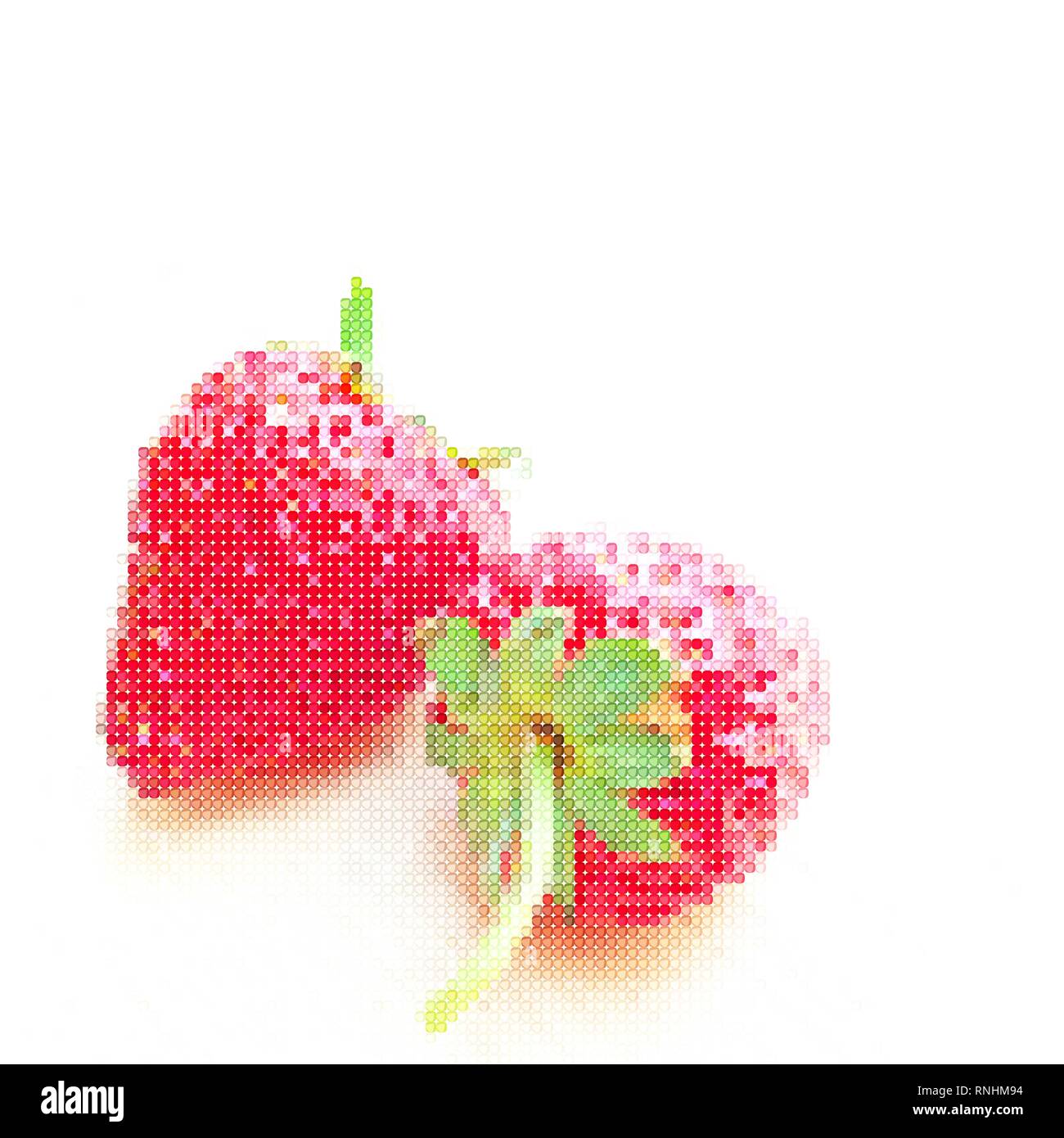 Stawberry pixel and dot art of vector illustration Stock Vector Image ...