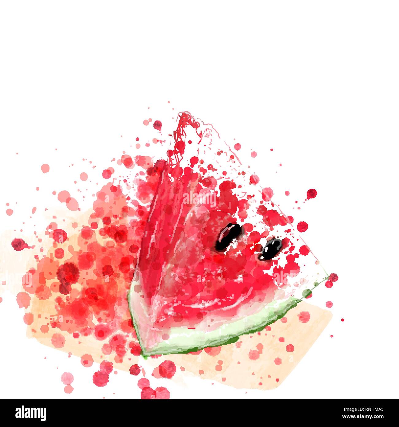 Red watercolor watermelon on vector art Stock Vector Image & Art - Alamy