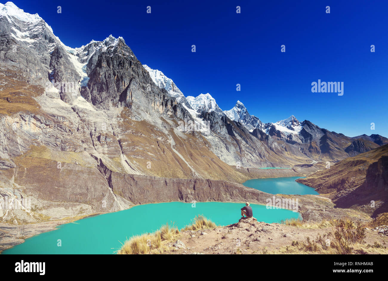 The three lagoons at the Cordillera Huayhuash, Peru Stock Photo - Alamy