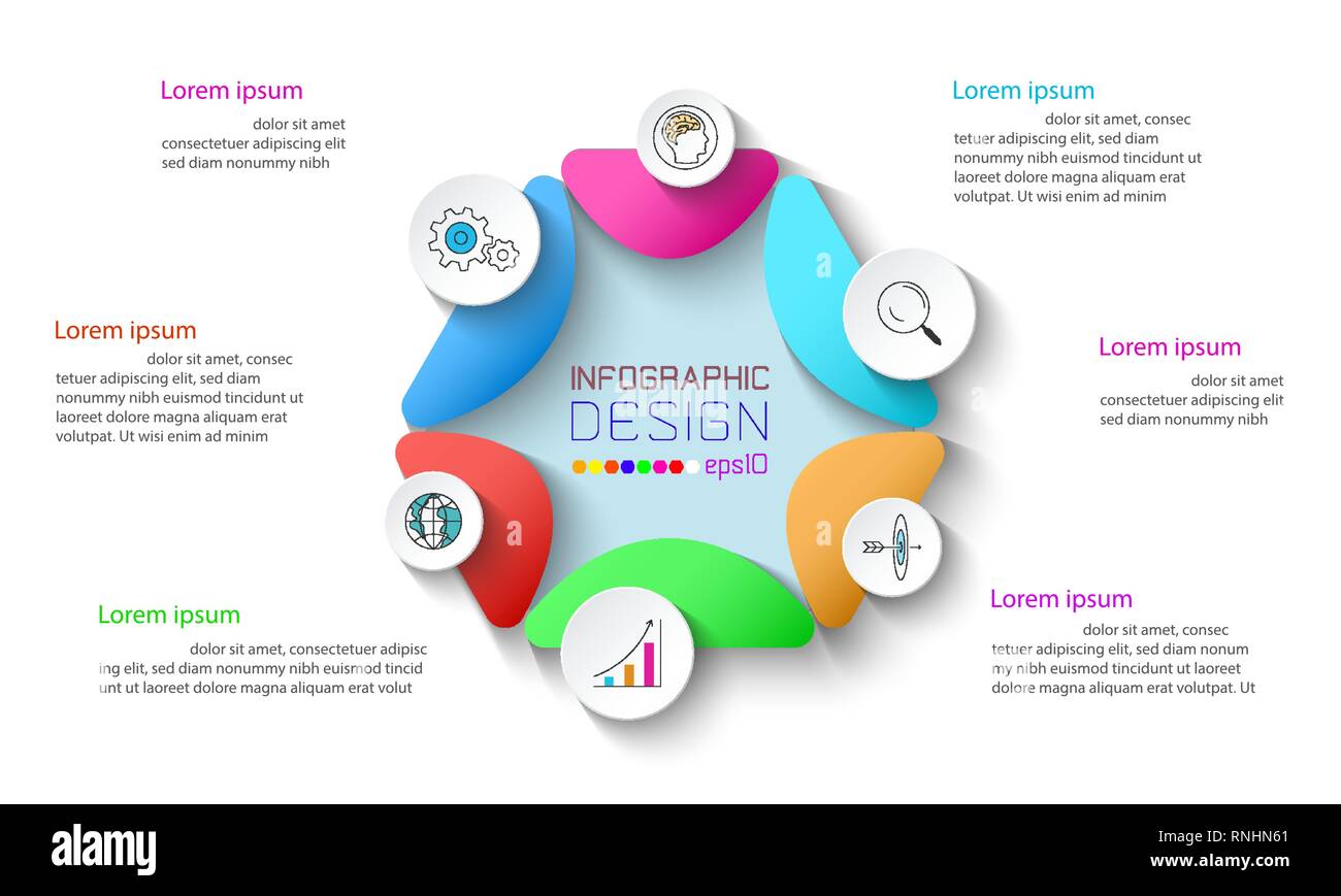 Business infographic with 6 steps Stock Vector Image & Art - Alamy