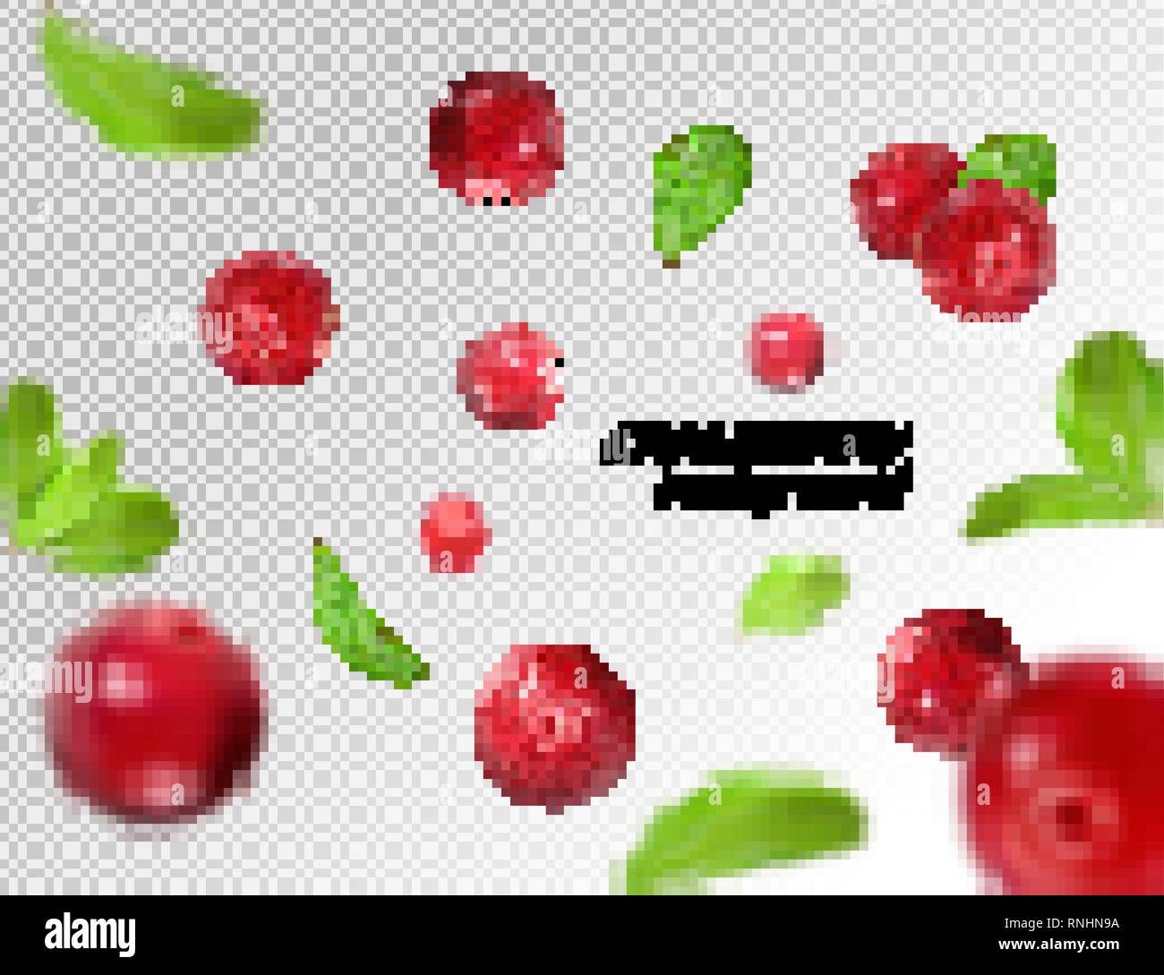 Falling cranberry isolated on transparent background, full depth of ...