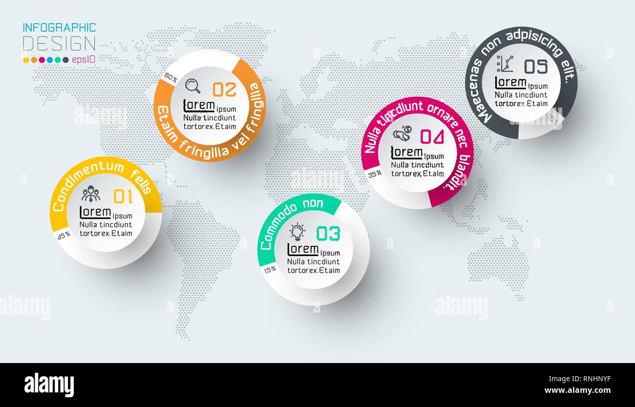 Circle label infographic with 5 steps Stock Vector Image & Art - Alamy