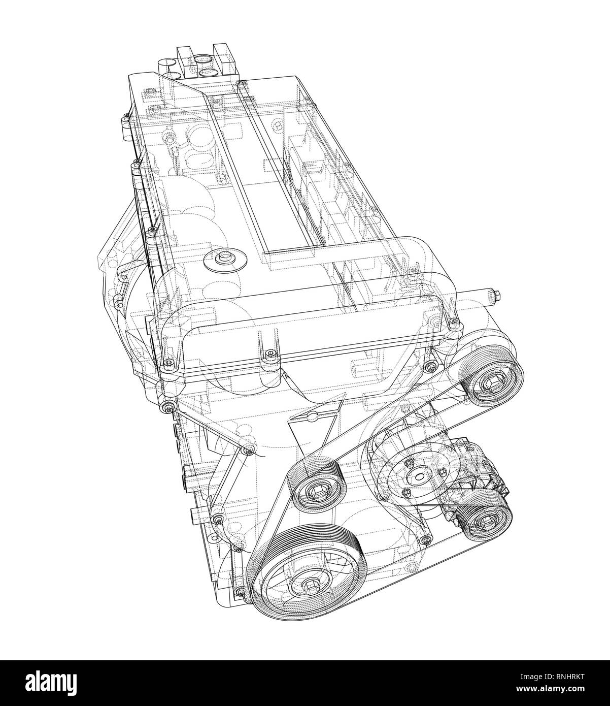 Engine sketch. Vector rendering of 3d Stock Vector Image & Art - Alamy