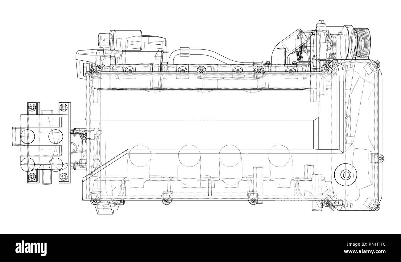 Engine sketch. Vector rendering of 3d Stock Vector Image & Art - Alamy