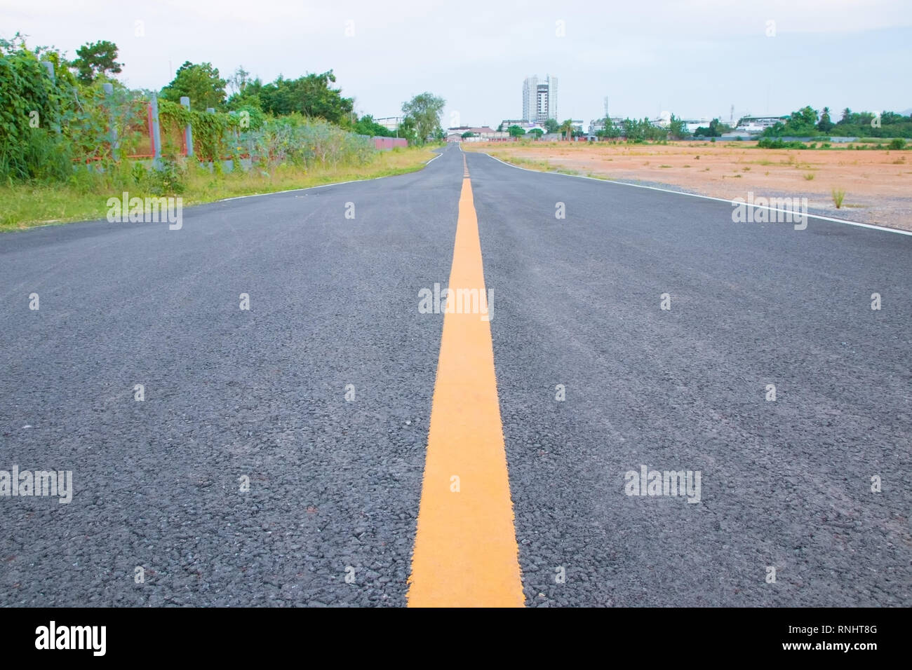 road long line countryside go in downtown with copy space add text ...