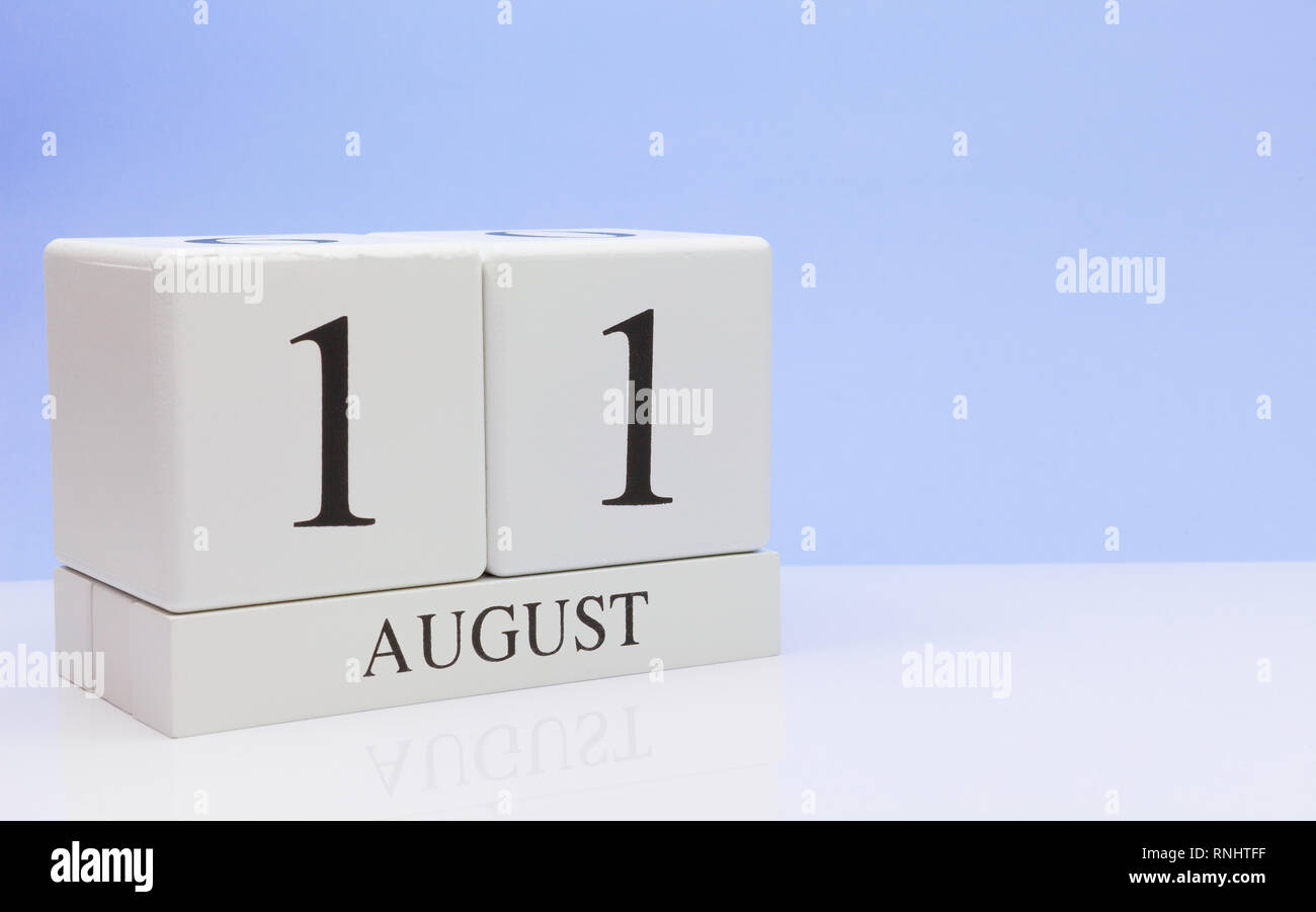August 11st. Day 11 of month, daily calendar on white table with ...