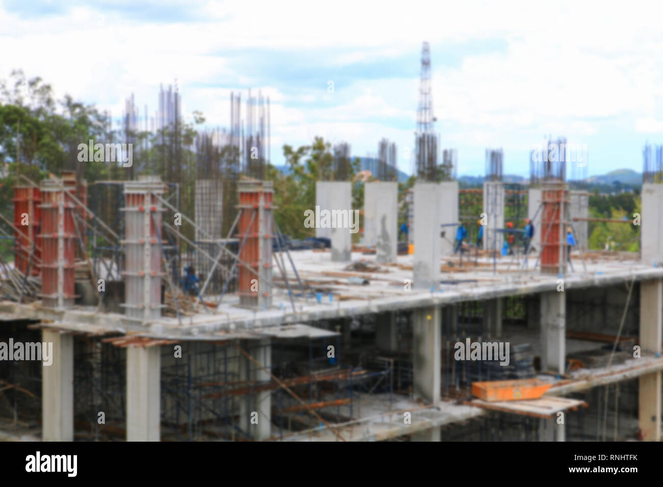 blur construction laborer team working on high ground building housing ...