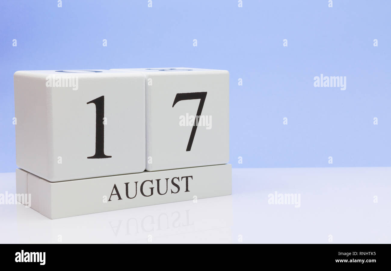 August 17st. Day 17 of month, daily calendar on white table with ...