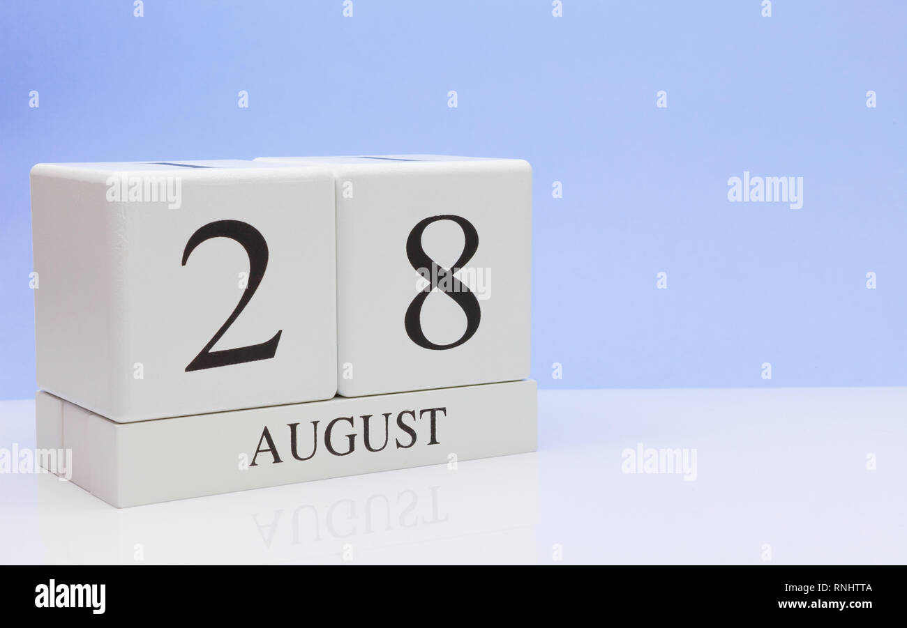 August 28st. Day 28 of month, daily calendar on white table with ...