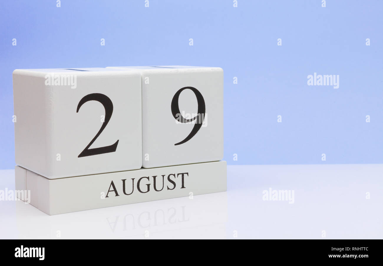 August 29st. Day 29 of month, daily calendar on white table with ...