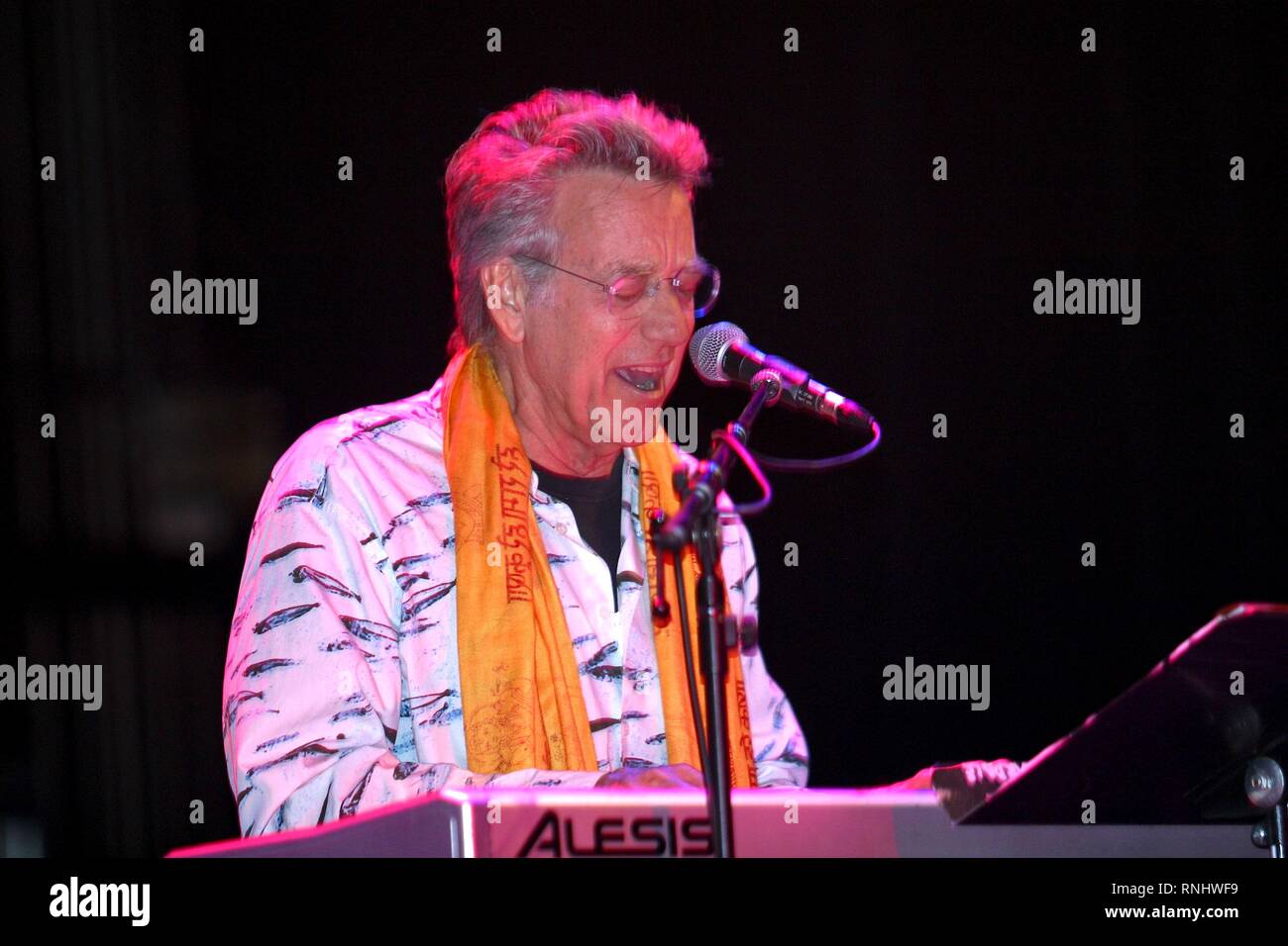 Ray Manzarek of The Doors is shown performing during a "live" concert ...