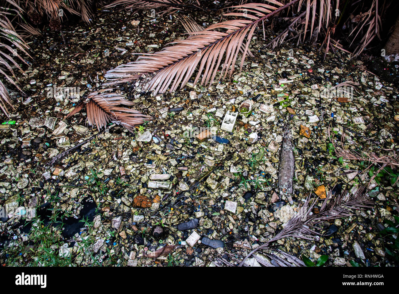 Garbage in the river is destroy the environment. World Environment Day ...