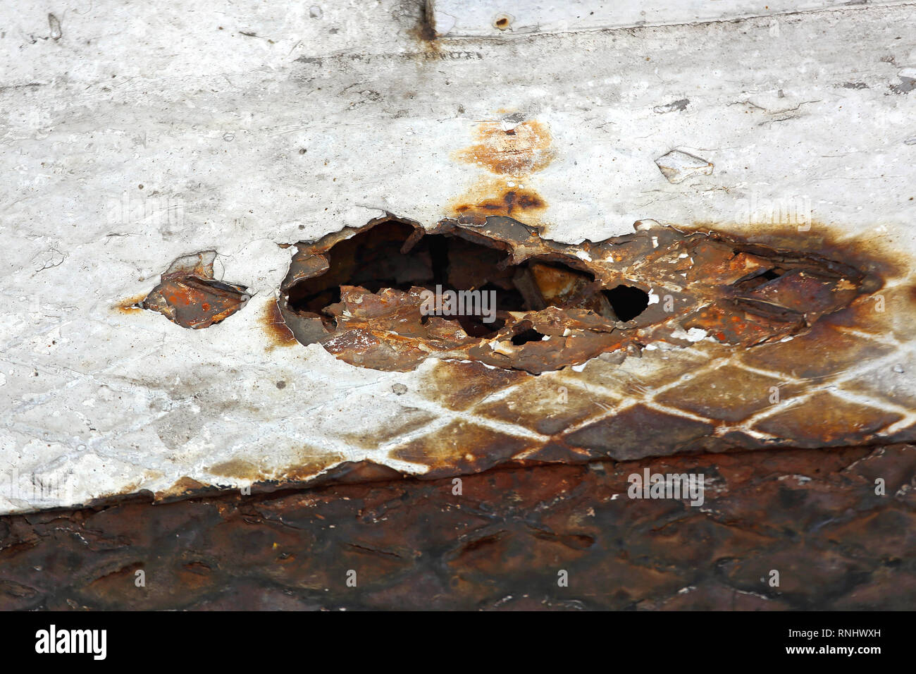 Big Hole in Metal Bridge Rust Damage Problem Stock Photo - Alamy