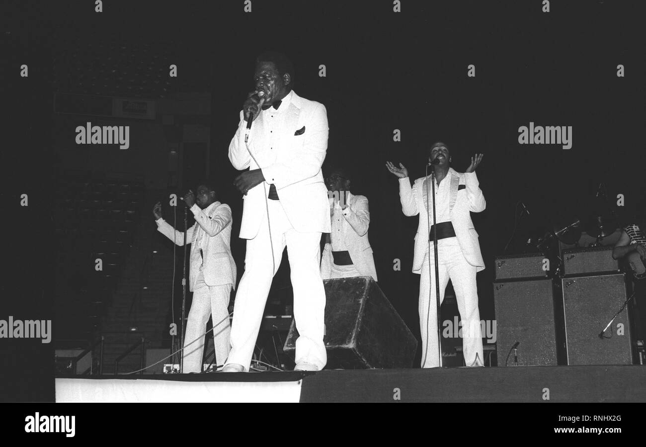 The Drifters are shown poerforming on stage during a "live" concert ...