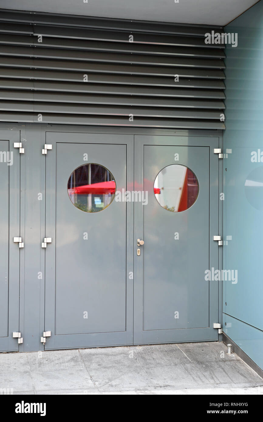 Modern Double Door Building Entrance With Ventilation Stock Photo - Alamy