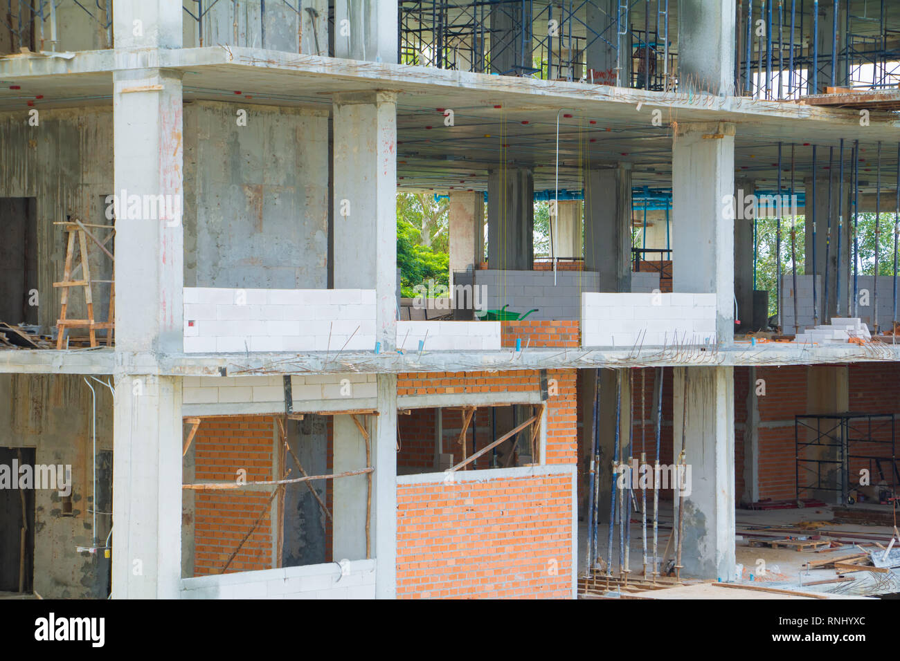 construction work in building site workplace with copy space add text ...