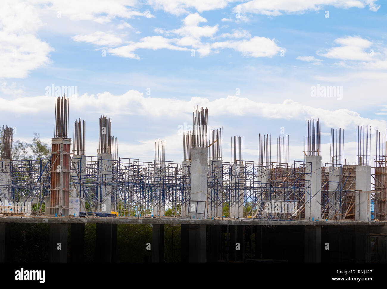 work construction in building high site workplace with copy space add ...