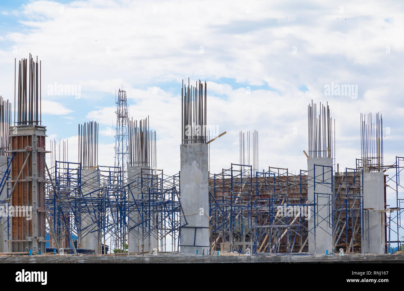 work construction in building high site workplace with copy space add ...