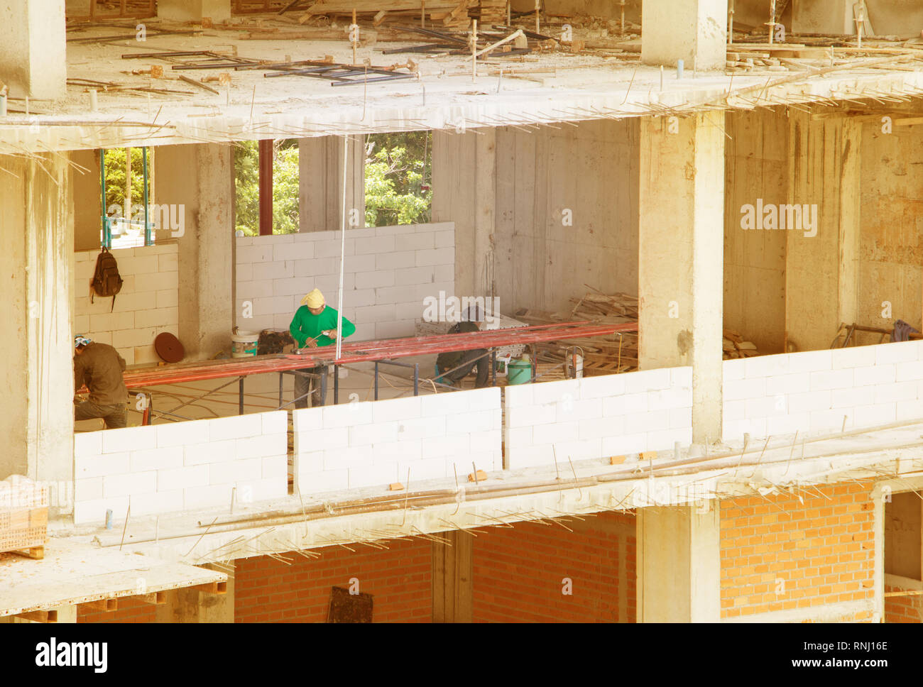 construction in building high site workplace with copy space add text ...