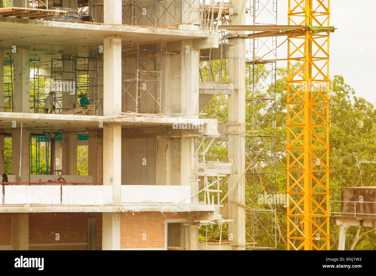 work construction in building high site workplace and sunlight with ...