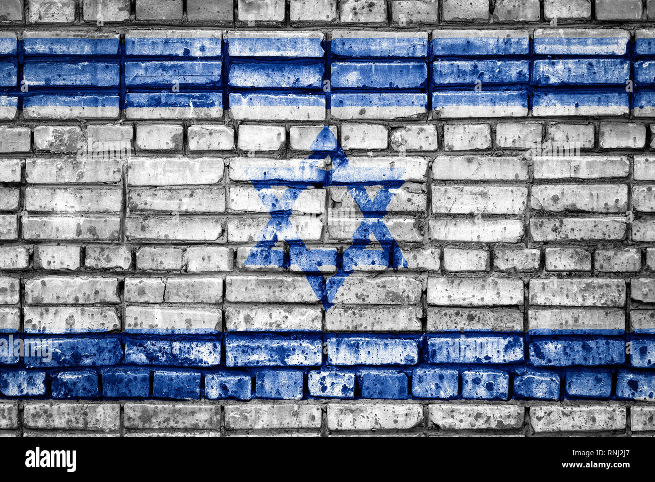 National flag of Israel on a brick background. Concept image for Israel ...