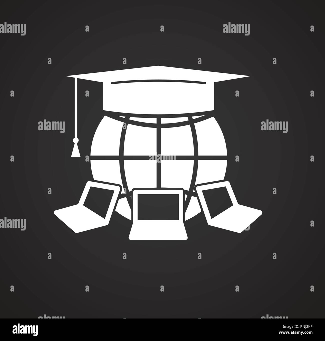 E-Education icon on black background for graphic and web design, Modern ...