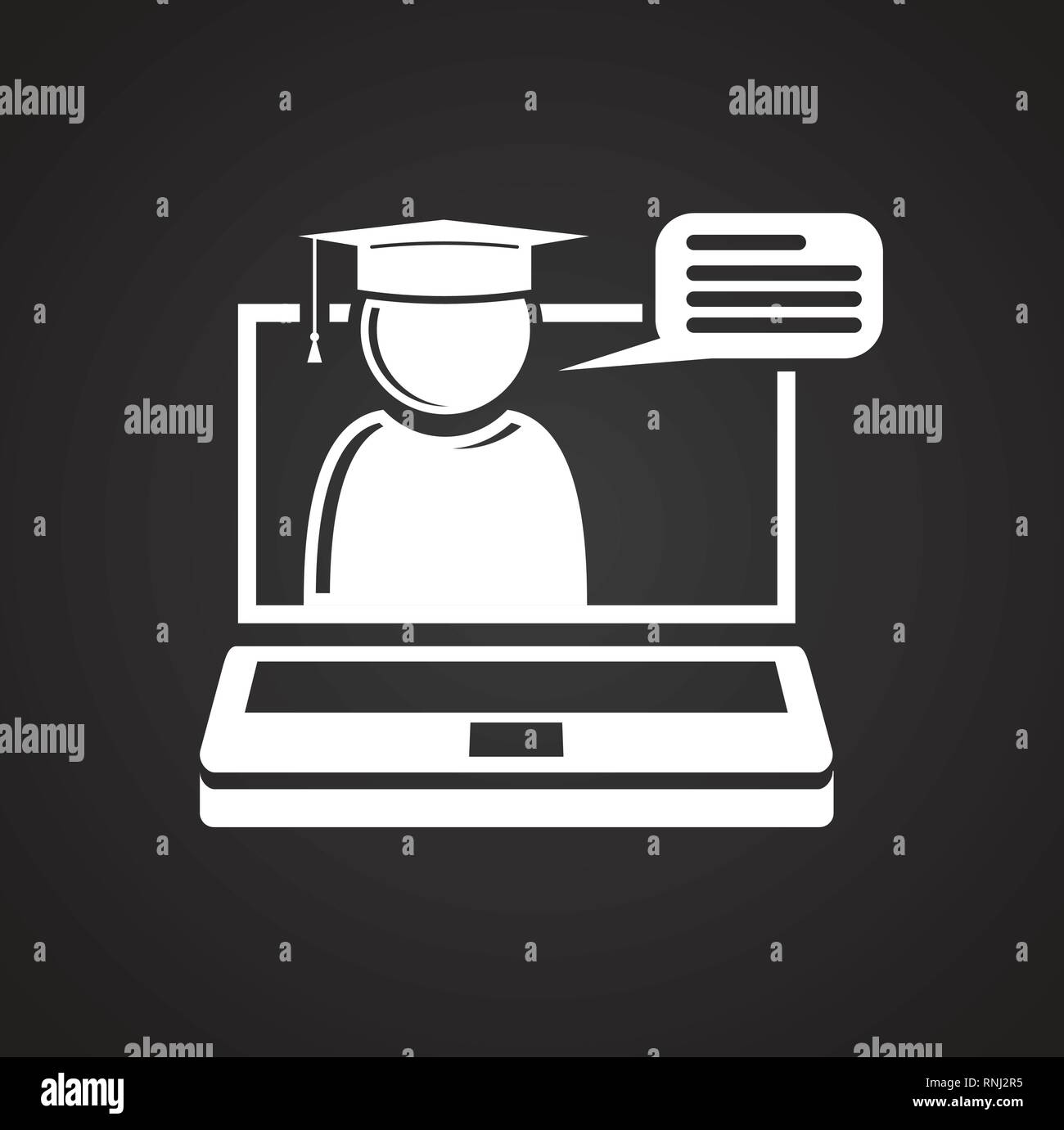 E-Education icon on black background for graphic and web design, Modern ...