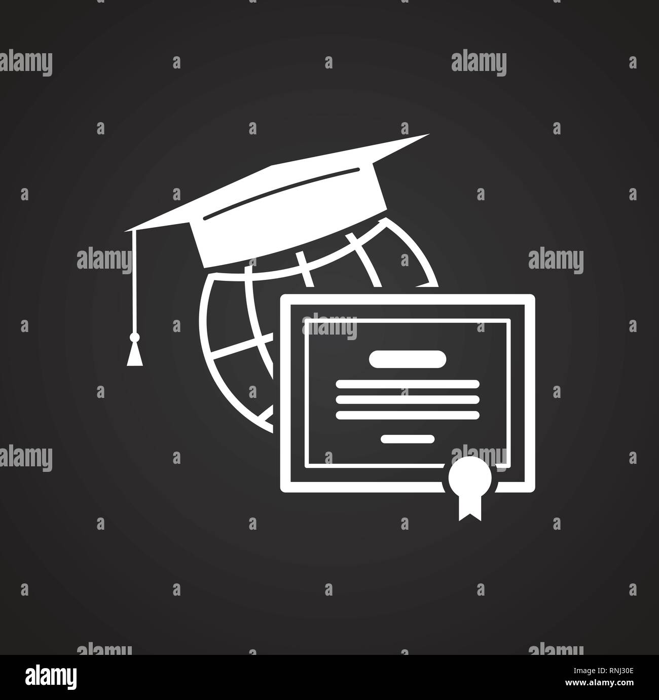 E-Education icon on black background for graphic and web design, Modern ...