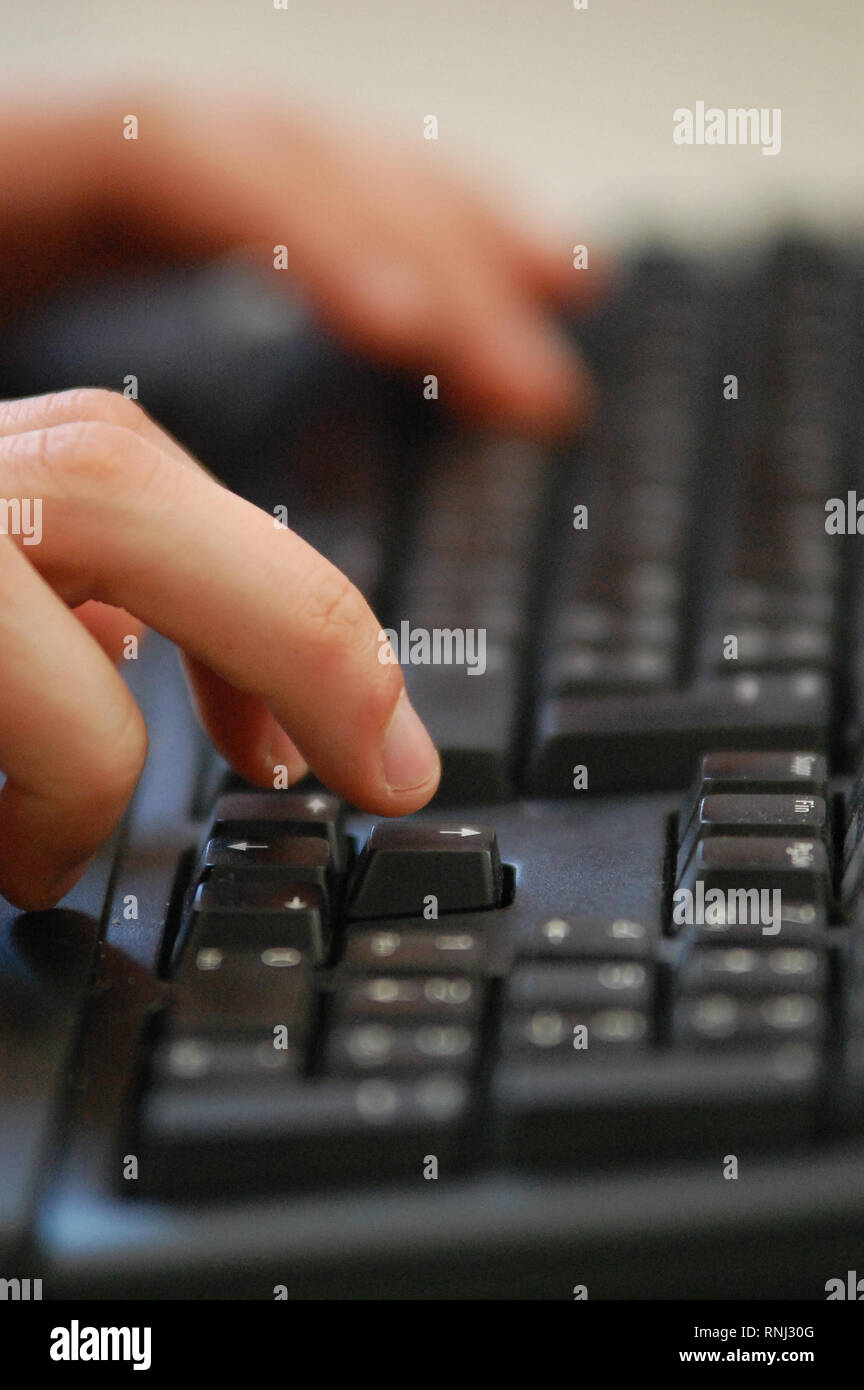 Secretary typing on a computer keyboard, Lyon, France Stock Photo - Alamy