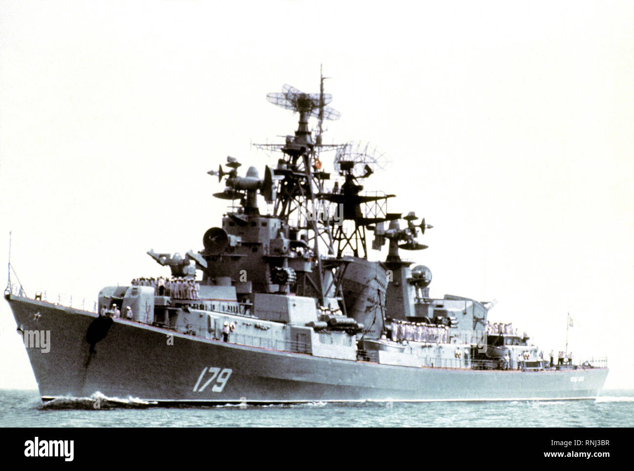 1982 - A port bow view of a Soviet Kashin class guided missile ...