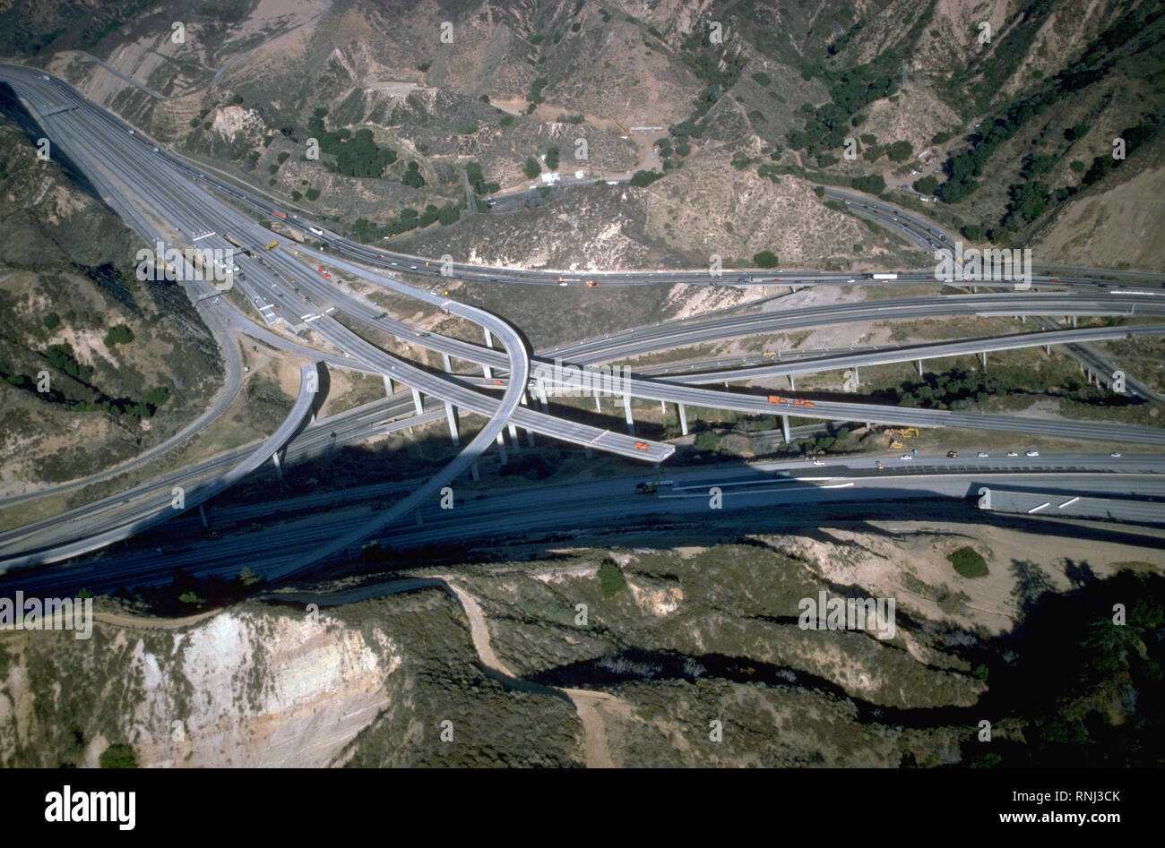 Aerial view of earthquake damage caused by Northridge Earthquake ...
