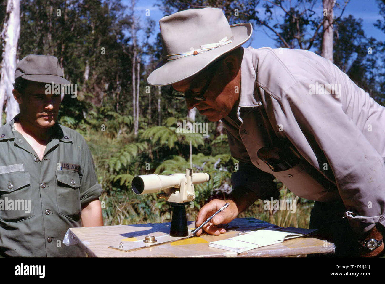 Topographer using a level hi-res stock photography and images - Alamy
