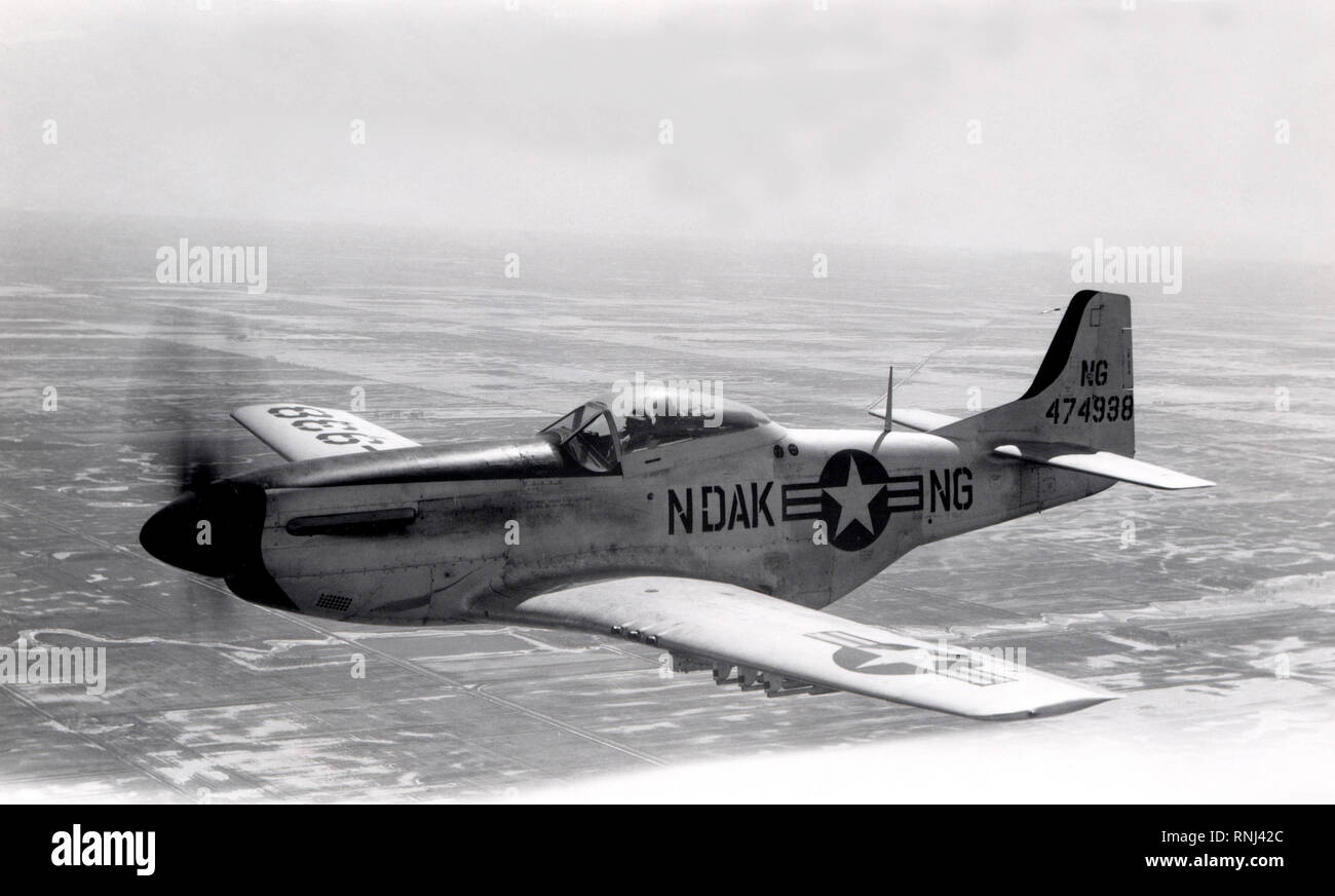 1950 - A U.S. Air Force F-51D Mustang aircraft assigned to the 119th ...