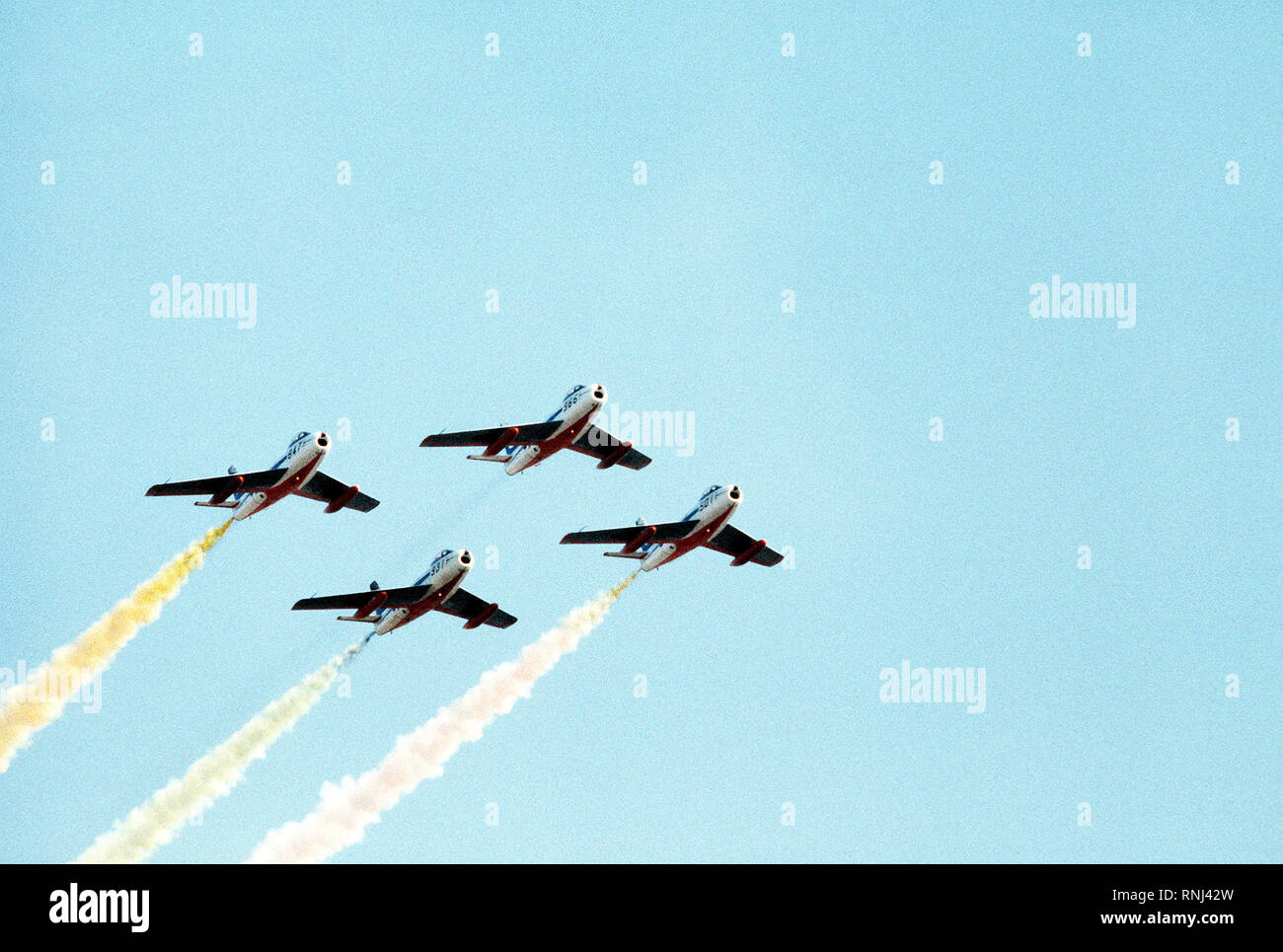1981 - Four F-86F Sabre aircraft from the Japanese Blue Impulse ...