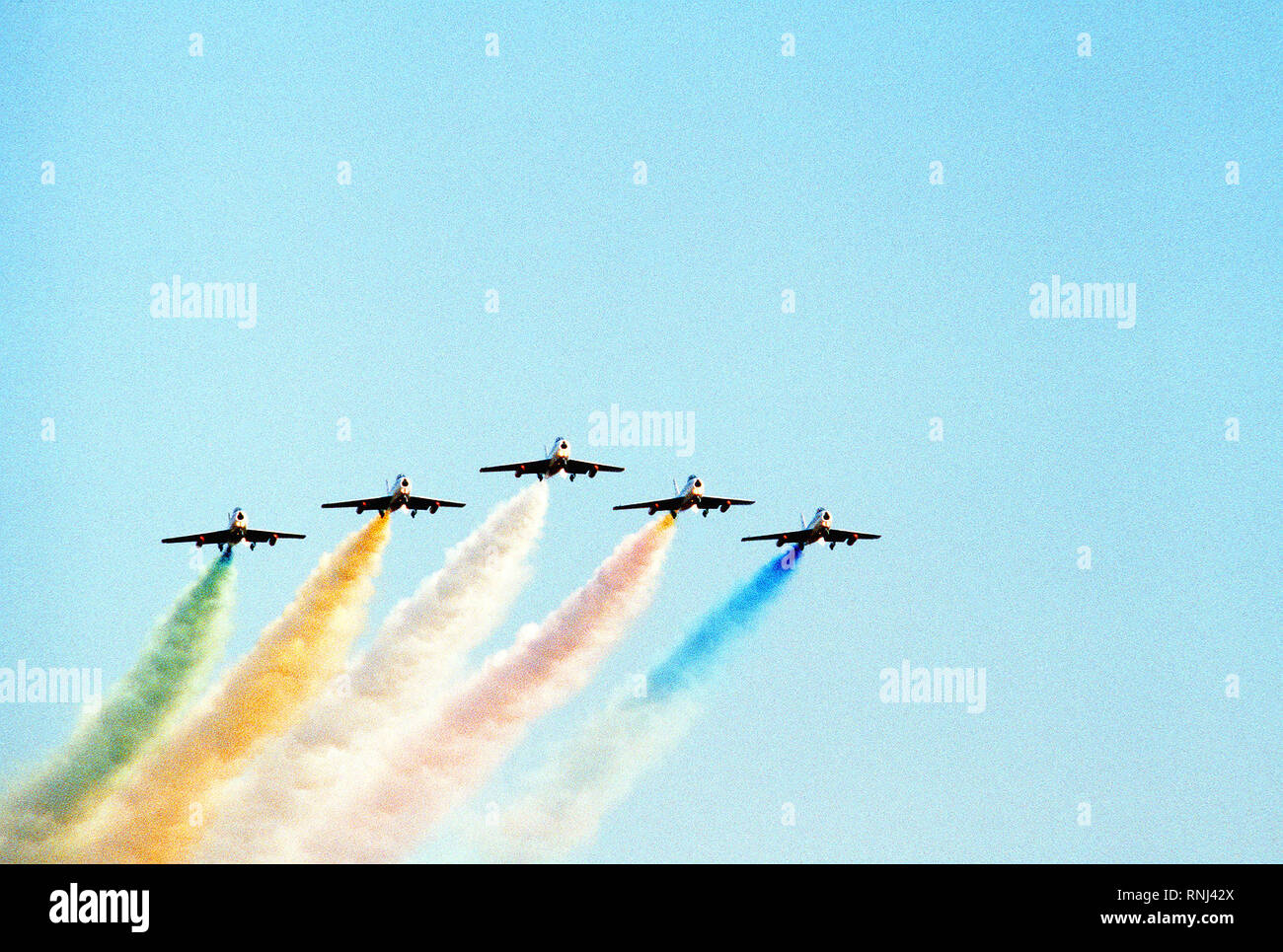 1981 - Five F-86F Sabre aircraft from the Japanese Blue Impulse ...